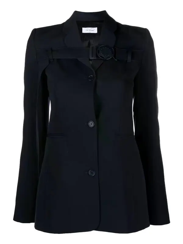 Off-White Buckled Virgin Wool Blazer - Blue
