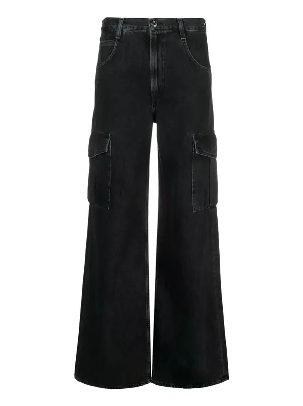 AGOLDE Mid-rise Wide-leg Jeans - Black