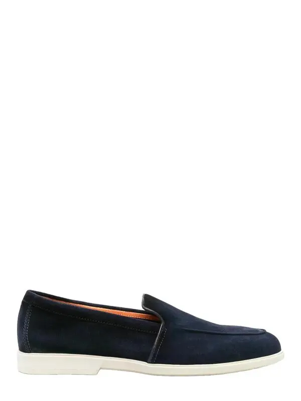Santoni Piped-trim Suede Loafers - Blue