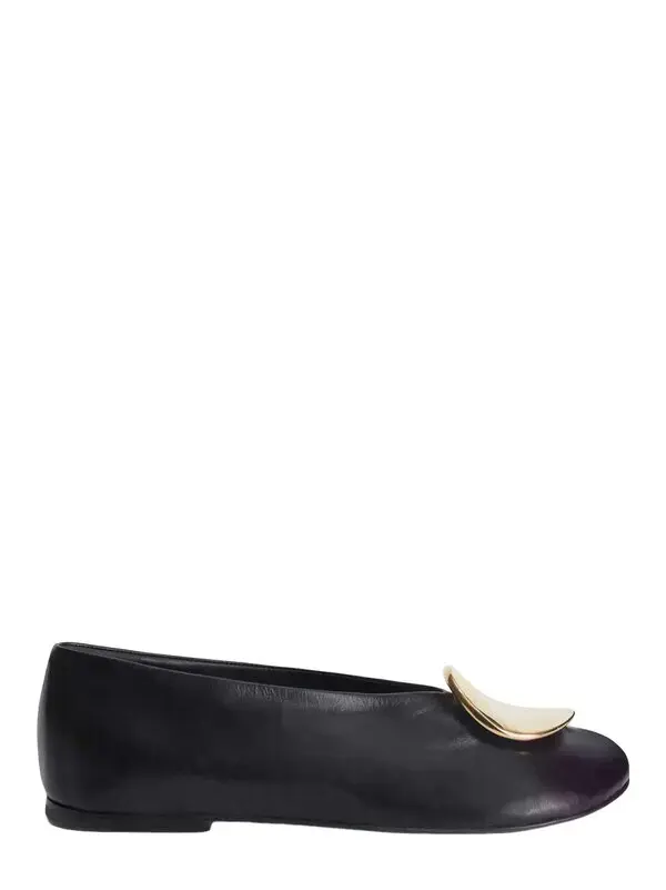 JIL SANDER Decorative-plaque Ballerina Shoes - Black