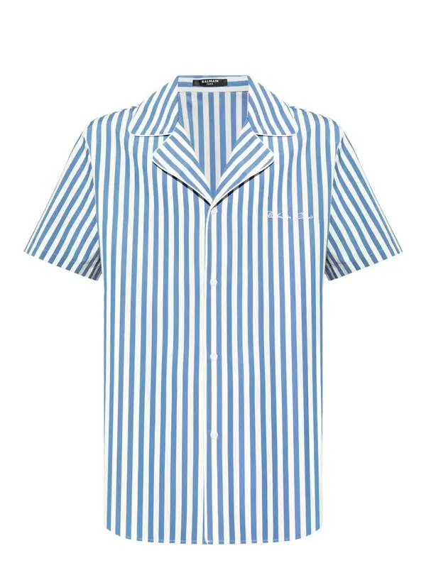 Balmain Striped Cotton Shirt - Blue