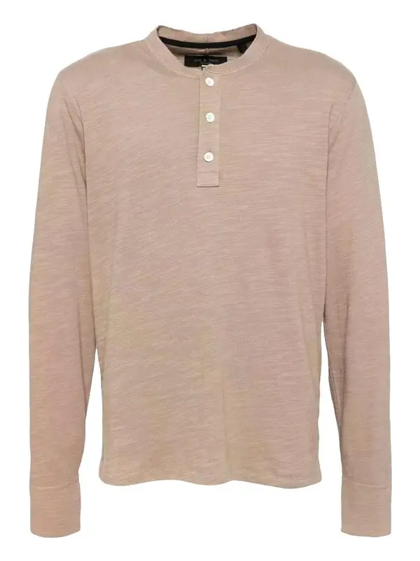 Rag & Bone Classic Flame Henley Polo Shirt - Neutrals