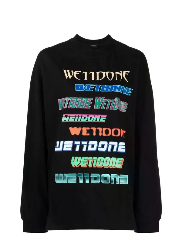 We11Done Multi-logo Cotton Sweatshirt - Black