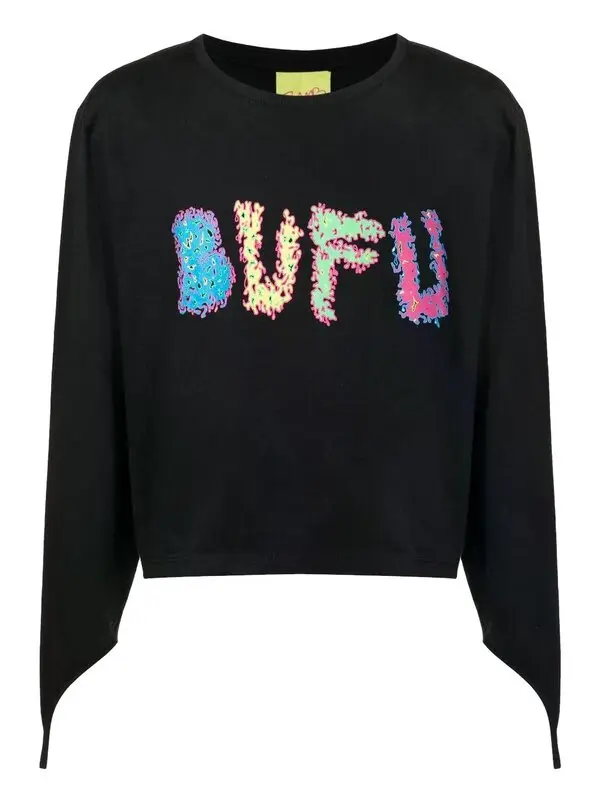 AMIR SLAMA Slogan-print Long-sleeve T-shirt - Black