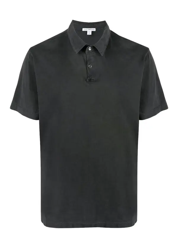 JAMES PERSE Sueded-jersey Polo Shirt - Grey