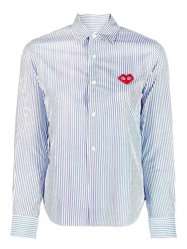 Play Comme Des Garcon Signature Heart-patch Shirt - Blue
