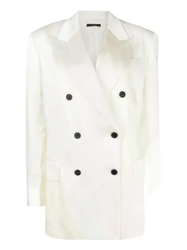 TOM FORD Fluid Double-breasted Satin Blazer - Neutrals