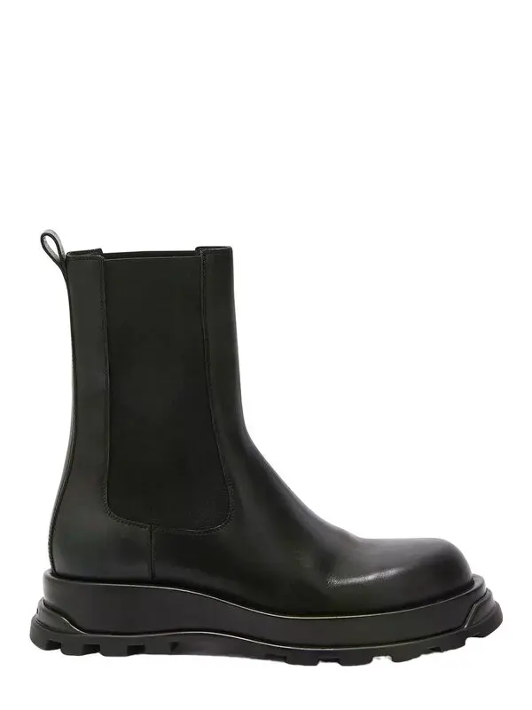 JIL SANDER Leather Ankle Boots - Black