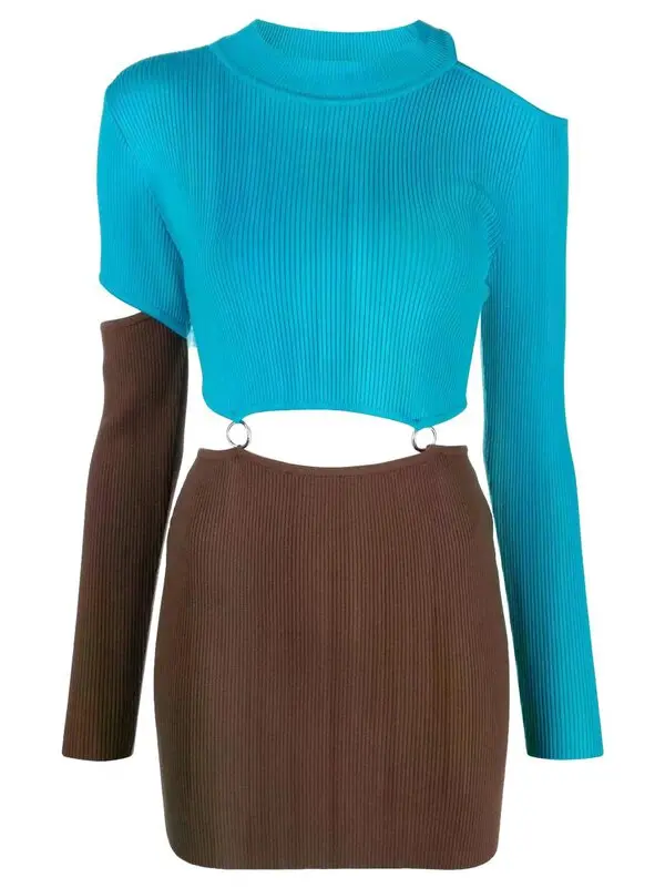 Andersson Bell Cut-out Two-tone Dress - Blue
