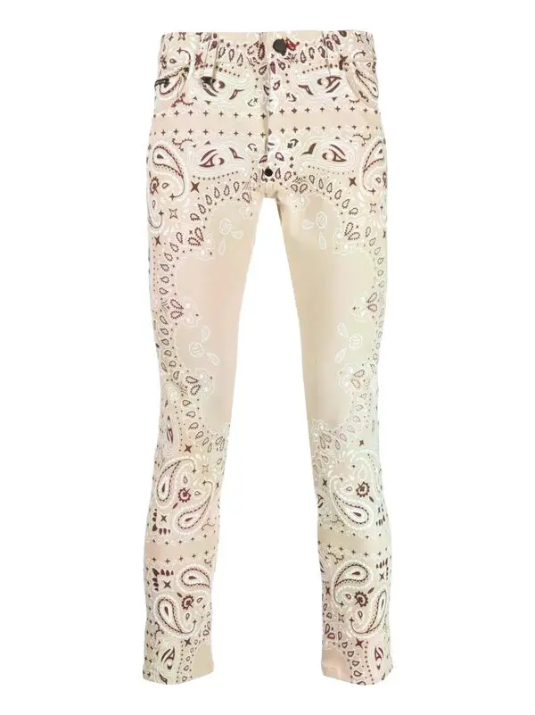 Philipp Plein Bandana Print Skinny Jeans - Neutrals