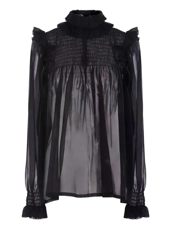 Saint Laurent Semi-sheer Crepe Blouse - Black