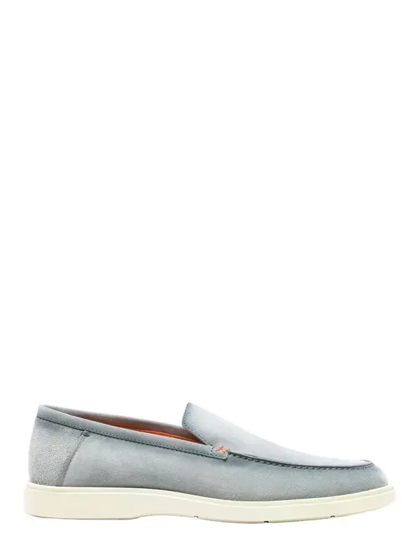Santoni Almond-toe Suede Loafers - Blue