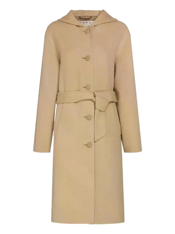 Marni Belted Hooded Coat - Neutrals