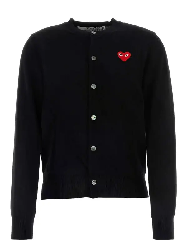 Play Comme Des Garcon Wool Cardigan - Black