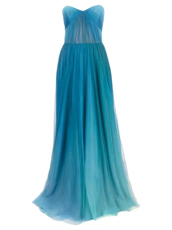 ANA RADU Gradient-effect Organza Maxi Dress - Blue