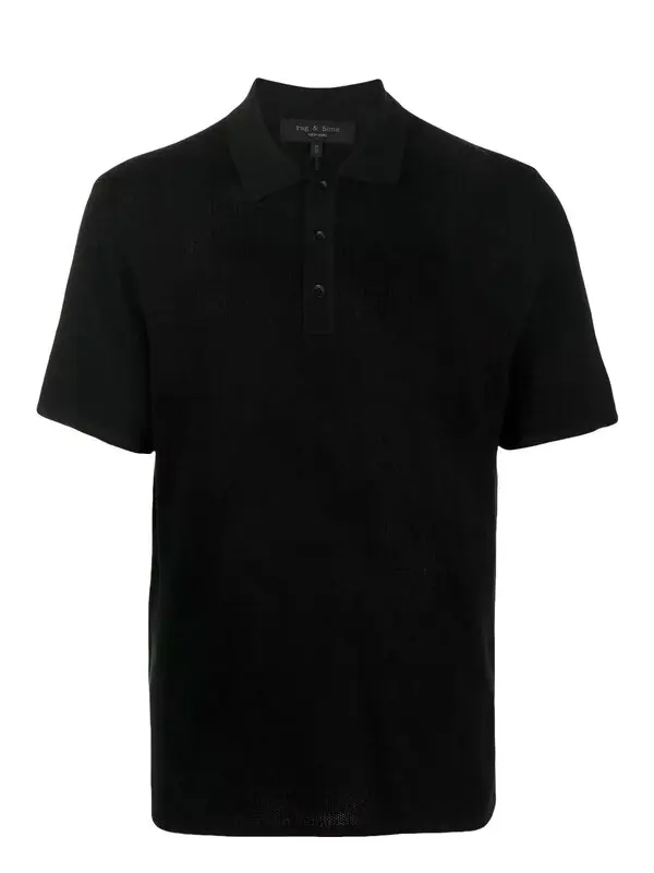 Rag & Bone Short-sleeve Knitted Polo Shirt - Black