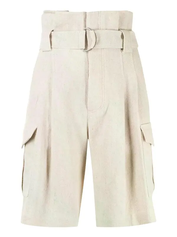 Goen.j Belted Paperbag-waist Bermuda Shorts - Neutrals