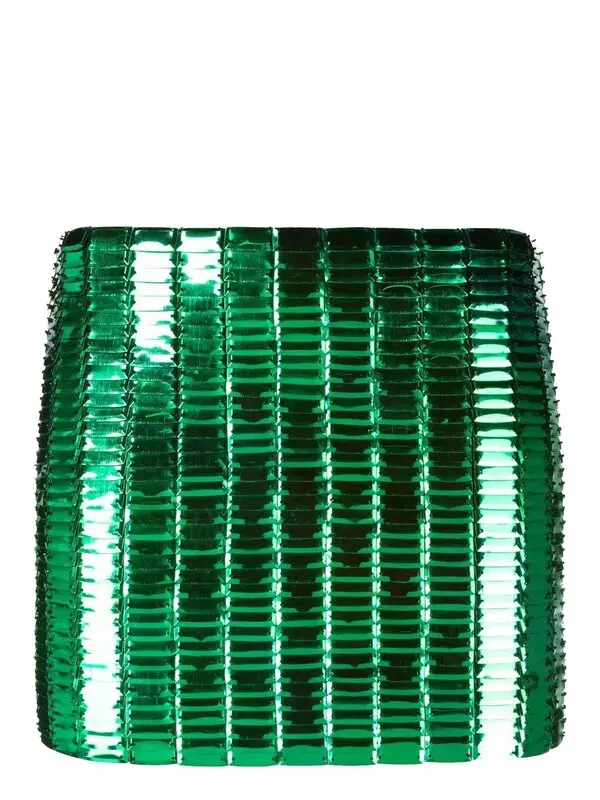 Attico Crystal-embellished Fitted Skirt - Green