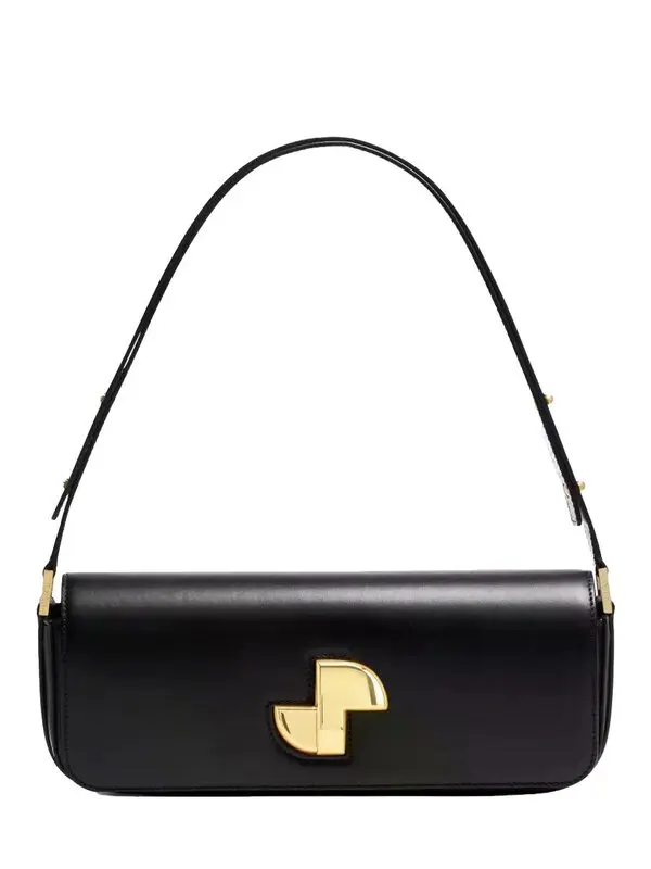 PATOU Le Lock Leather Shoulder Bag - Black