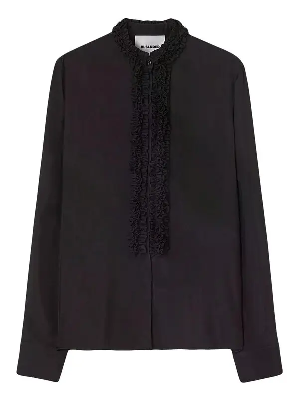JIL SANDER Ruffle-trim Long-sleeved Shirt - Black