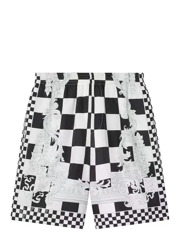 Versace Barocco Check-print Shorts - Black