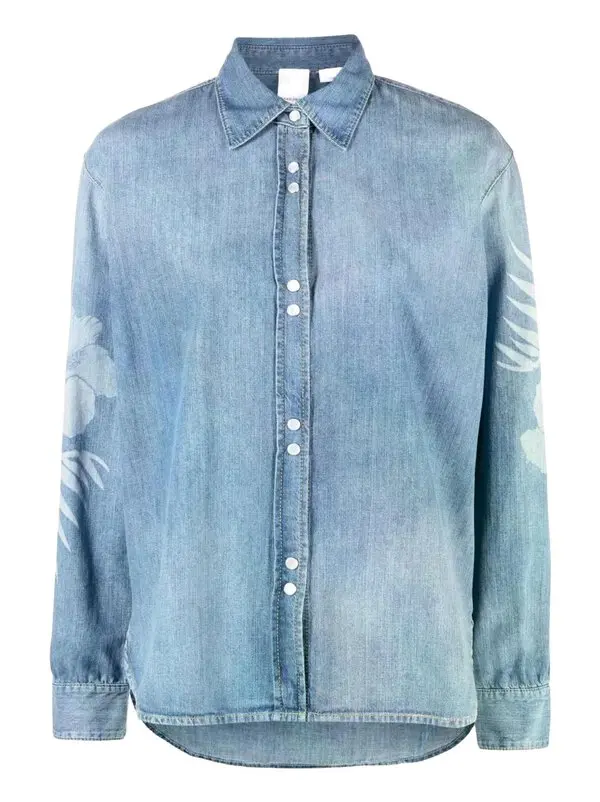 Pinko Floral-print Denim Shirt - Blue