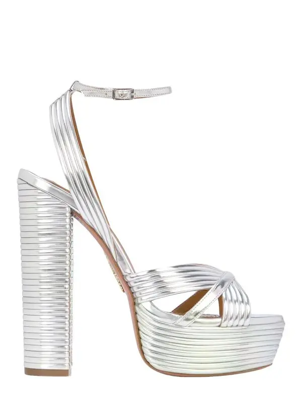 AQUAZZURA Sundance Plateau Sandals - Silver