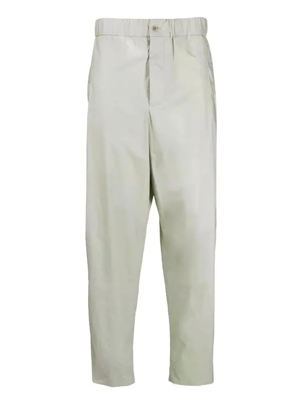 Giorgio Armani Elasticated-waist Cotton Trousers - Grey