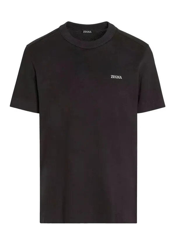 Zegna Logo-embroidered T-shirt - Black