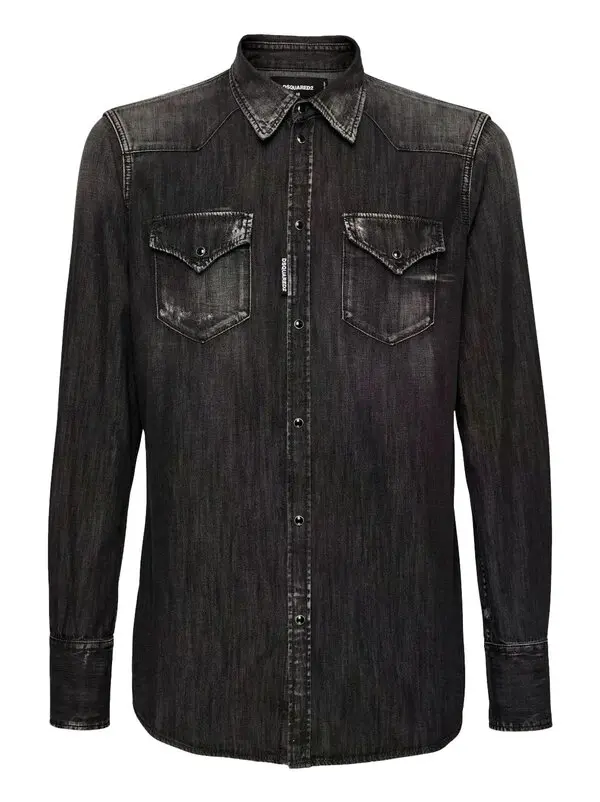Dsquared2 Washed-denim Shirt - Black