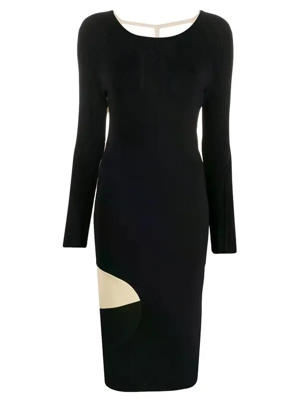 Off-White Ribbed-knit Dress - Black