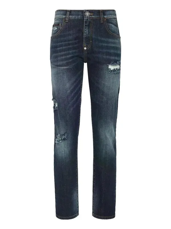 Philipp Plein Distressed Denim Trousers - Blue