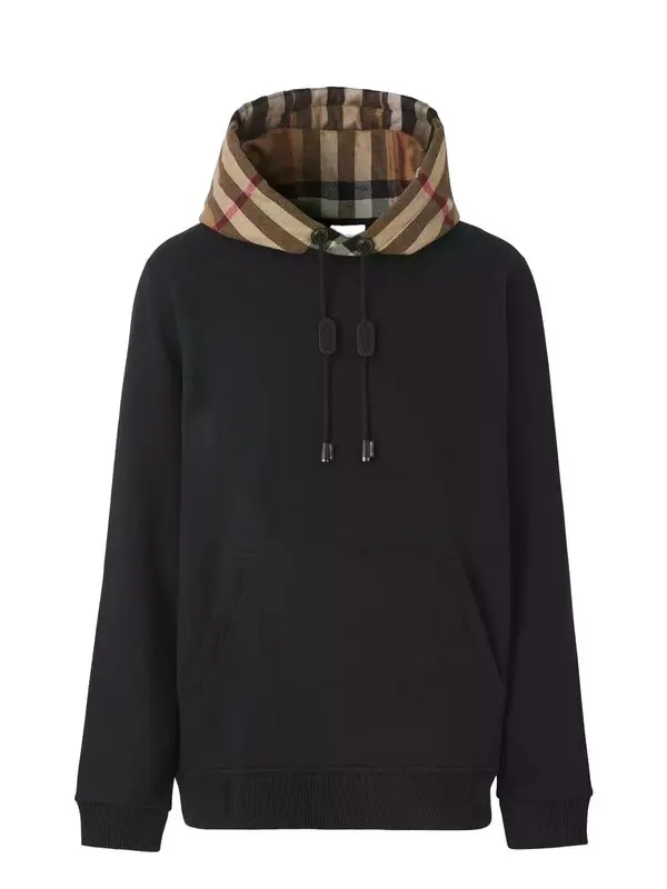 Burberry Vintage Check Cotton Blend Hoodie - Black