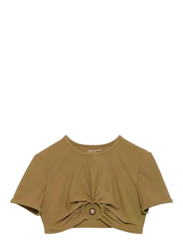 Christopher Esber Ruched Orbit Crop T-shirt - Brown