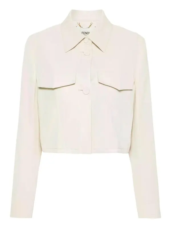 Fendi Twill Cropped Jacket - Neutrals