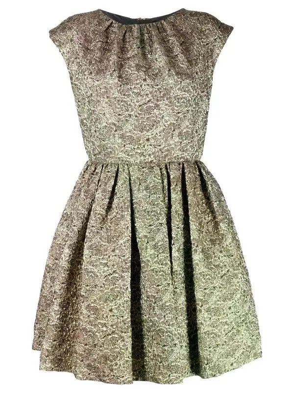 Dice Kayek Floral-jacquard Flared Dress - Gold