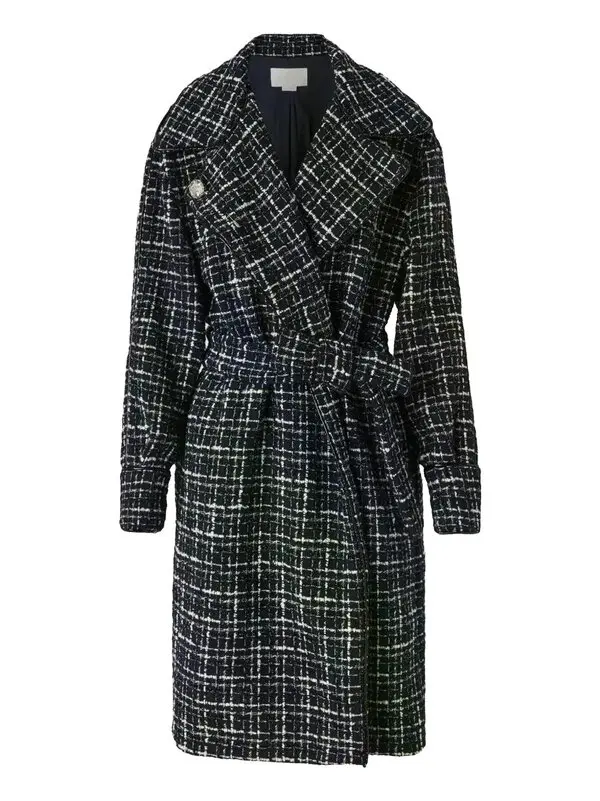 GENNY Double-breasted Tweed Coat - Black