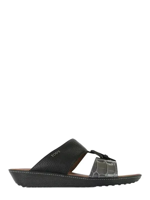 TOD'S Leather Open-toe Wedge Sandals - Grey