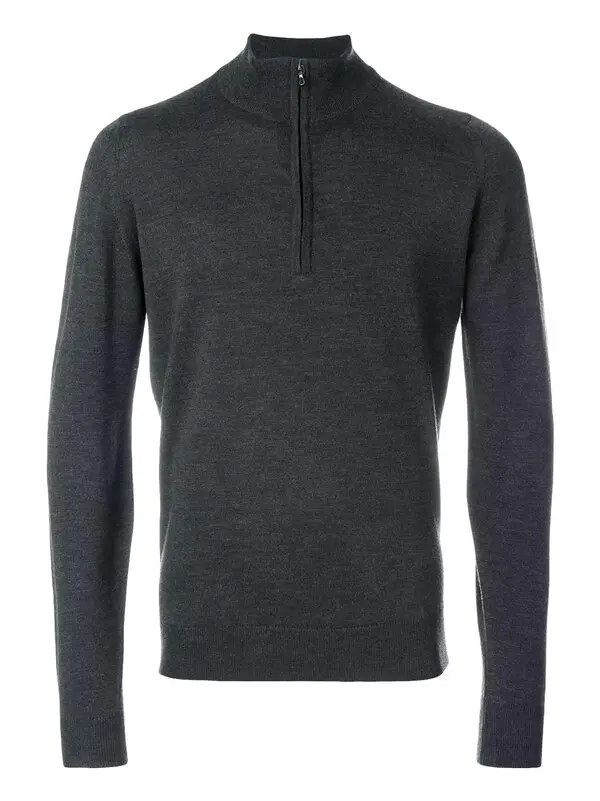 John Smedley Merino Wool Zip-neck Jumper - Grey