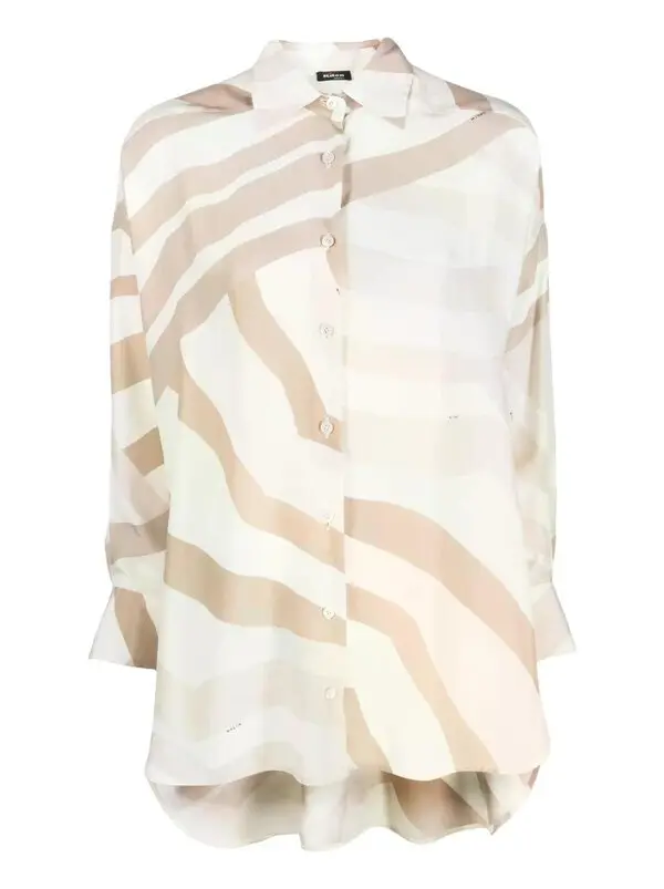 Kiton Abstract-print Long-sleeve Shirt - Neutrals