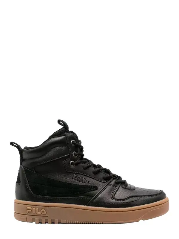 FILA Leather Embossed-logo High-top Sneakers - Black
