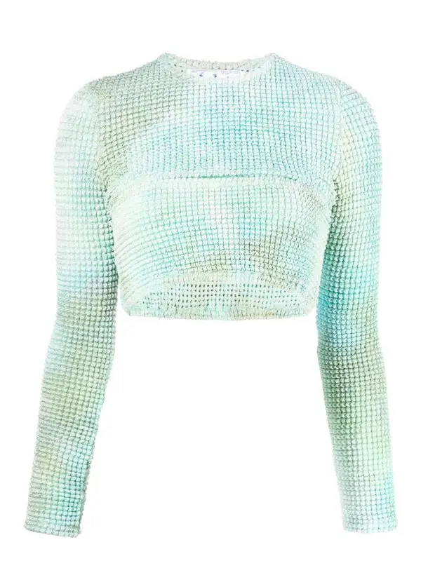 Off-White Double Tie-dye Cut-out Top - Blue