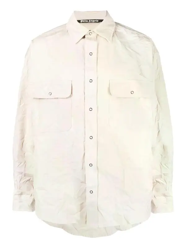 Palm Angels Logo-print Long-sleeve Shirt - Neutrals
