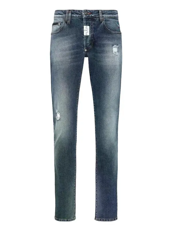 Philipp Plein Logo-patch Straight-leg Jeans - Blue
