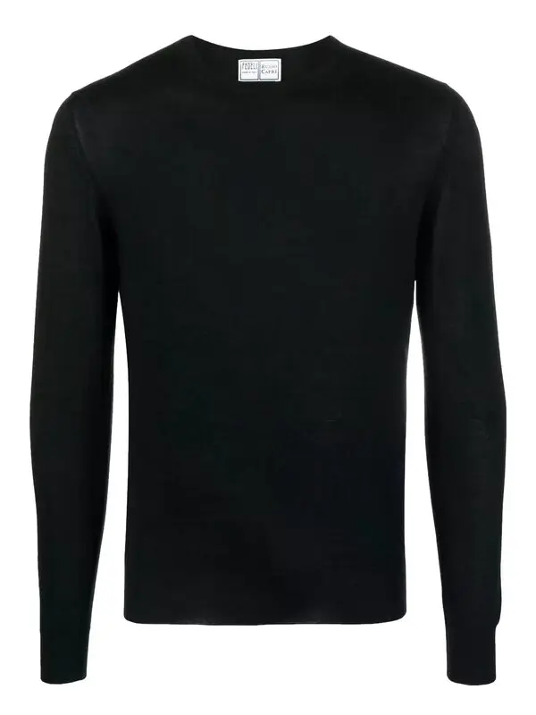 Fedeli Cashmere Round-neck Jumper - Black