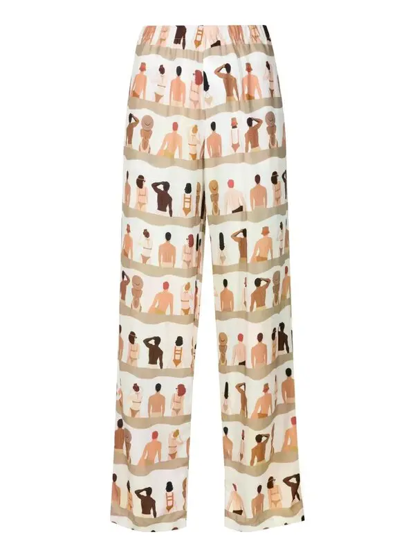 AMIR SLAMA Swimmer-print Straight-leg Trousers - Neutrals