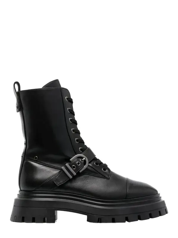 STUART WEITZMAN Maverick Bedford Moto Leather Boots - Black