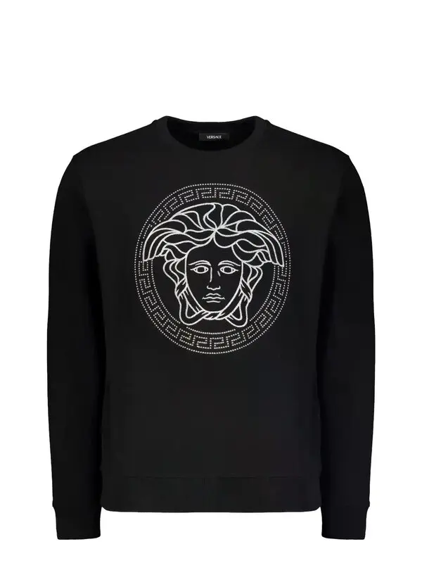 Versace Cotton Sweatshirt With Medusa Head Motif - Black