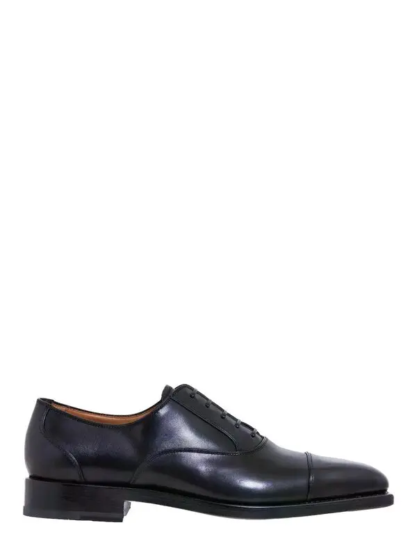 FERRAGAMO Tonal Toecap Leather Oxford Shoes - Black