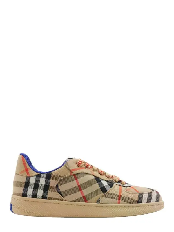 Burberry Checked Canvas Lace-up Sneakers - Neutrals